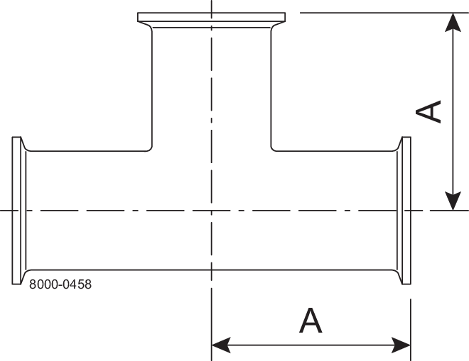 Tri-Clover® B7MP Tee uguale 0,75" SF4 (PM) 316L ASME BPE Estremità morsetto
